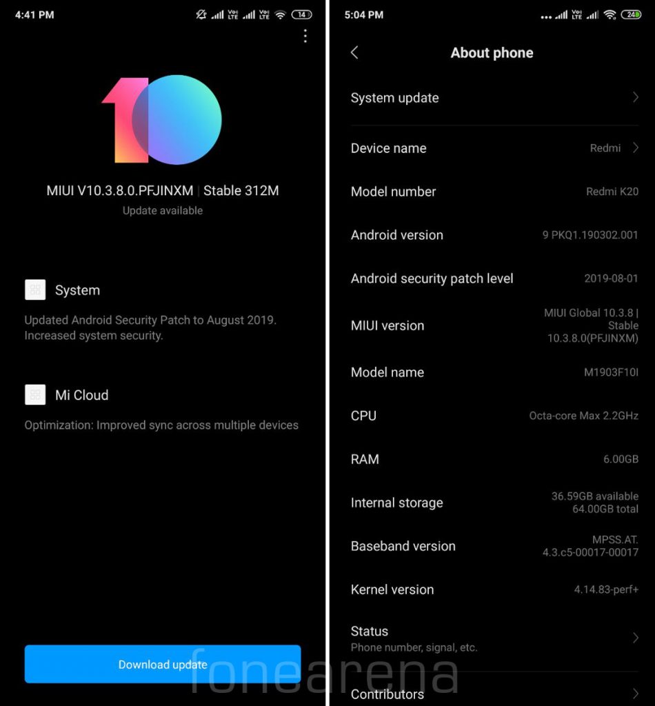 Xiaomi Redmi K20 MIUI Software Update Tracker [Update: MIUI 10.3.8.0 ...