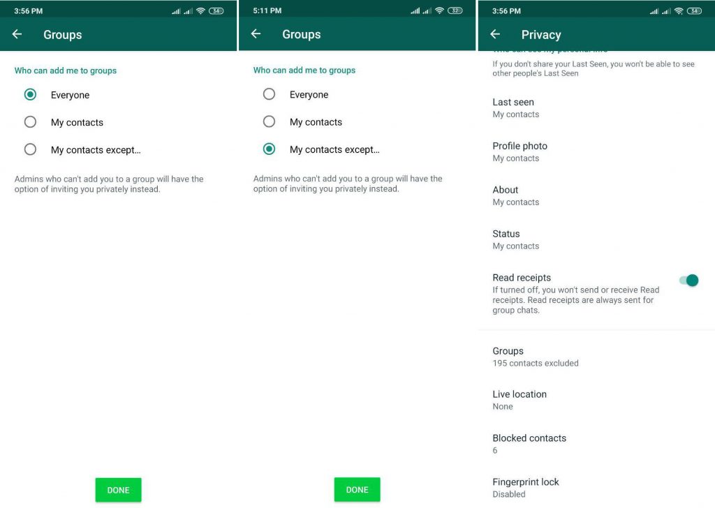 WhatsApp Group Privacy My Contacts Except Fone Arena