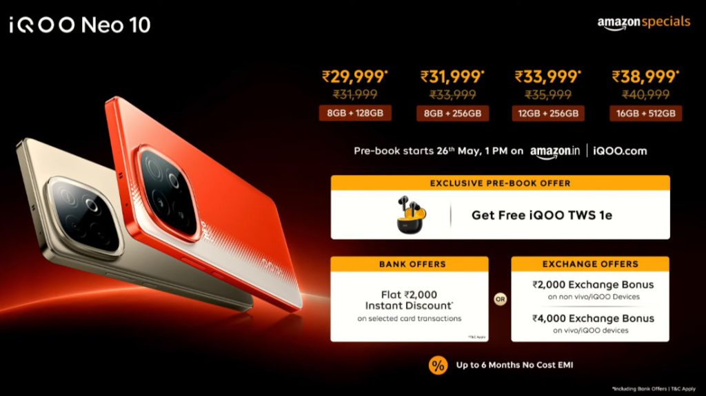 iQOO Neo 10 with 6.78″ 1.5K 144Hz AMOLED display, Snapdragon 8s Gen 4, 7000mAh battery launched ...