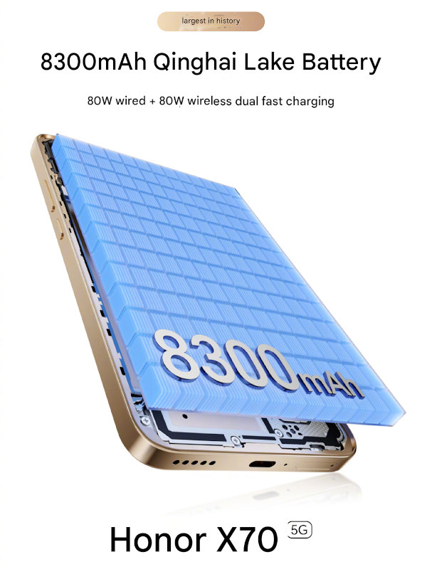HONOR X70 with 8300mAh battery, 80W wired + wireless charging to be introduced on July 15